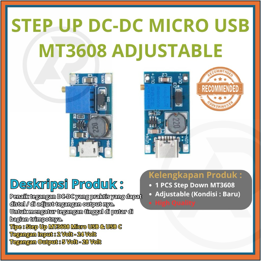 Jual MT3608 DC-DC 2A Step Up Boost Converter Module Mini Power Booster ...