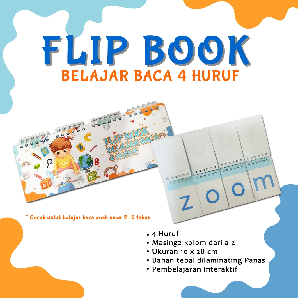 Jual Flipbook Belajar Baca 4 Huruf A-Z Buku Anak Belajar Membaca Cepat ...