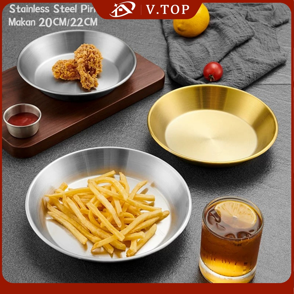 Jual Piring Makan Sultan Piring Bulat Gold Stainless Steel Piring Korea ...