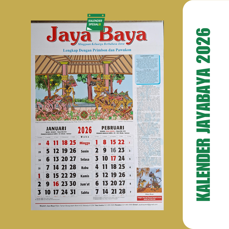 Jual KALENDER JAYA BAYA - KALENDER JAYABAYA 2026 2025 ORIGINAL LENGKAP ...