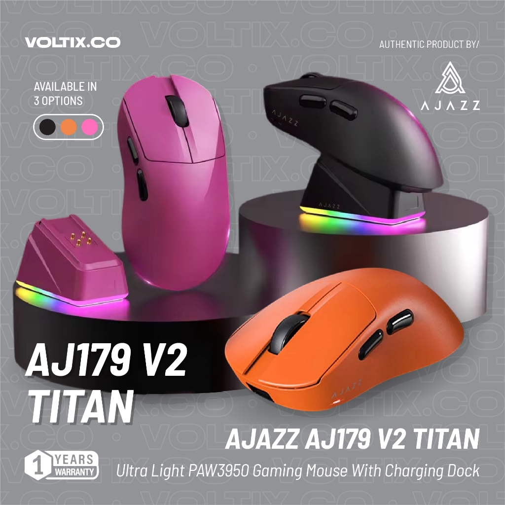 Jual Ajazz AJ179 V2 TITAN Wireless Gaming Mouse PAW3950 APEX with RGB ...
