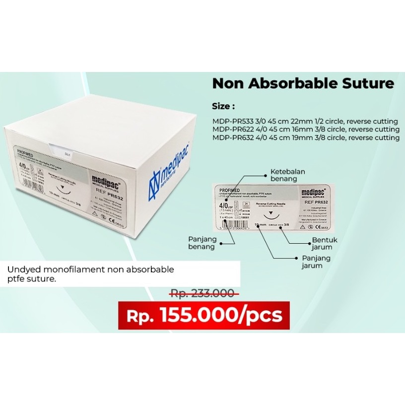 Jual Medipac Surgical Suture - Profimed, Undyed Monofilament Non ...