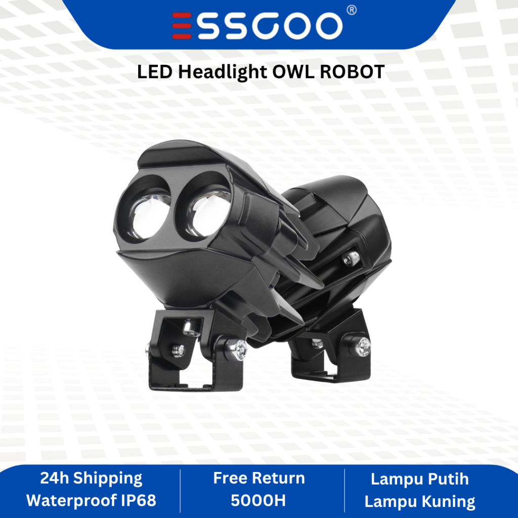 Jual ESSGOO Lampu LED Headlight OWL ROBOT Motor Dual Color Putih Kuning ...