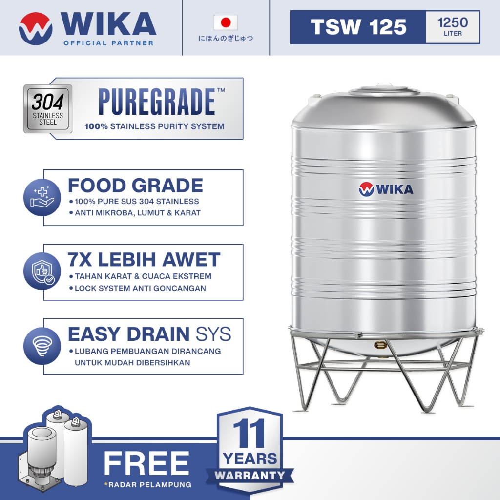 Jual Tangki Air Stainless Wika 1250 Liter / Water Tank / Toren Air ...