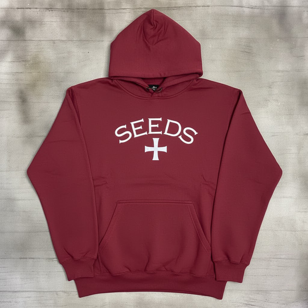 Jual HOODIE SEEDS ORIGINAL Maroon Cross Putih | Jaket Sweater Pria ...