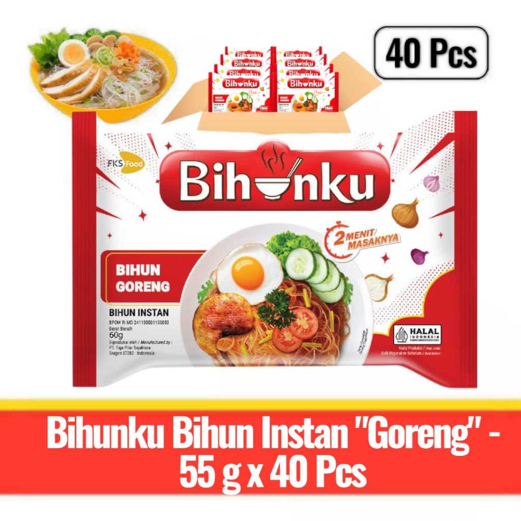 Jual Bihunku Bihun Instan Goreng - 60 g x 40 Pcs - Mie Bihun Halal ...