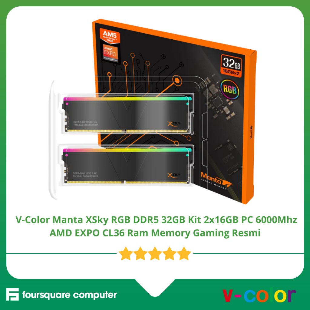 Jual V-Color Manta XSky RGB DDR5 32GB Kit 2x16GB PC 6000Mhz AMD EXPO ...