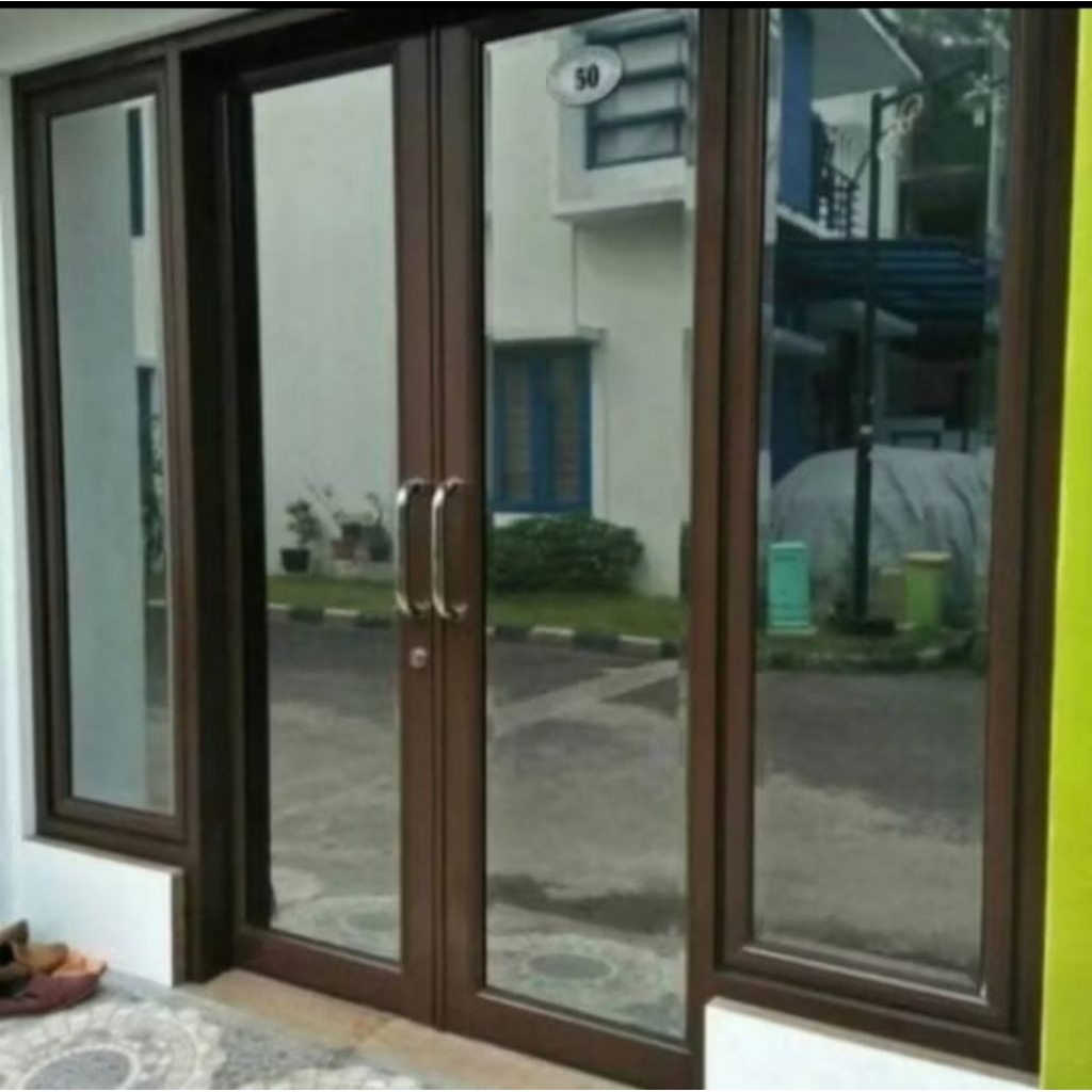 Jual PINTU DOUBLE KACA ALUMUNIUM+KUSEN 3 inchi LENGKAP dengan DUA DAUN ...