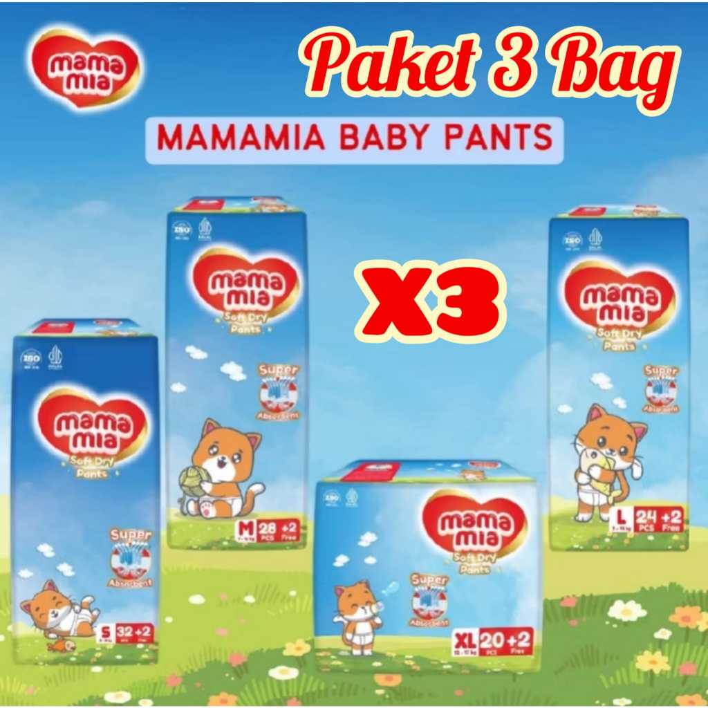Jual [PAKET 3 BAG] MAMAMIA SOFT DRY PANTS PAKET 3 BAG (BUNDLE 3 BAG ...