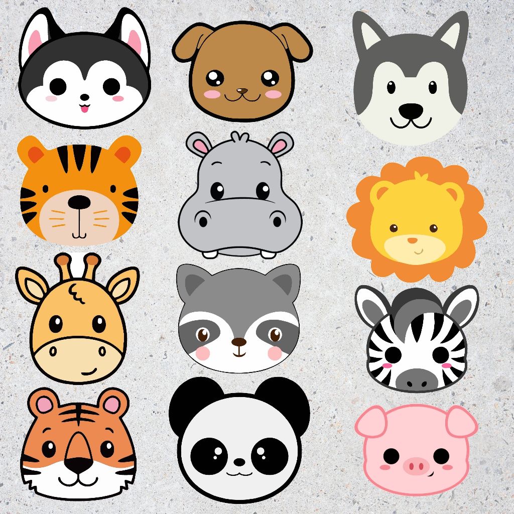 Jual Stiker Sablon Setrika Cute Animal Faces Tahan Cuci Dan Mudah ...