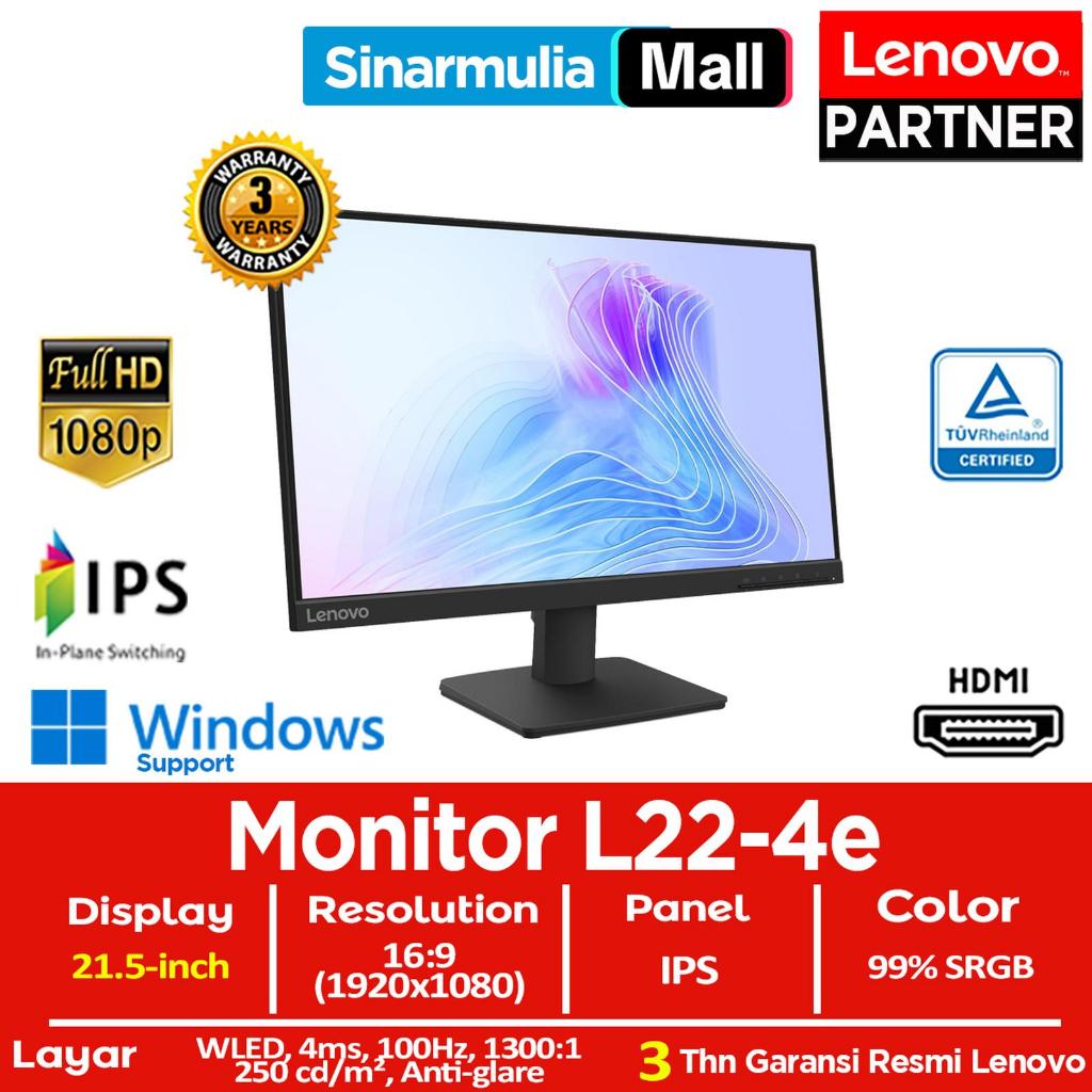 Jual Monitor Lenovo LED L22-4e 21.5" 100Hz IPS HDMI 99%sRGB Eyesafe ...