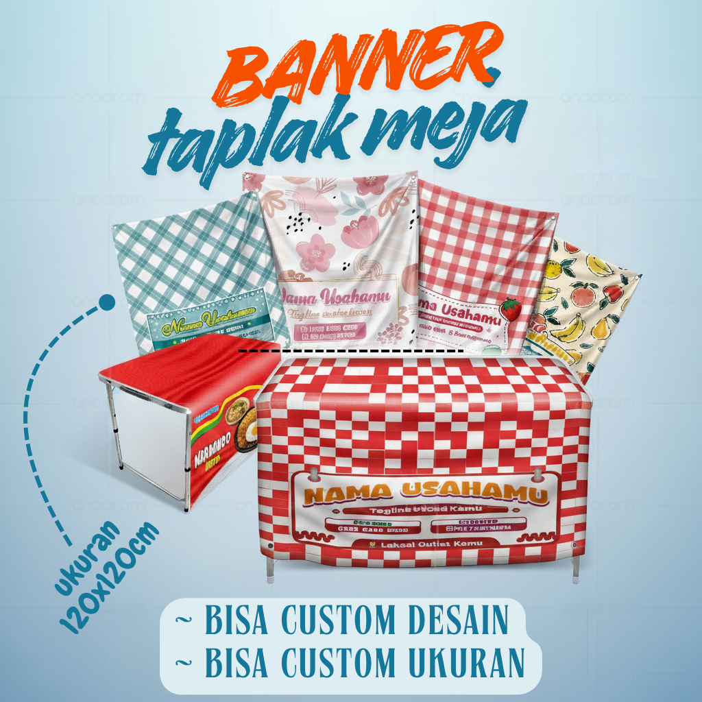 Jual Spanduk Taplak Meja Custom Ukuran 120 x 120 cm | Banner Taplak ...