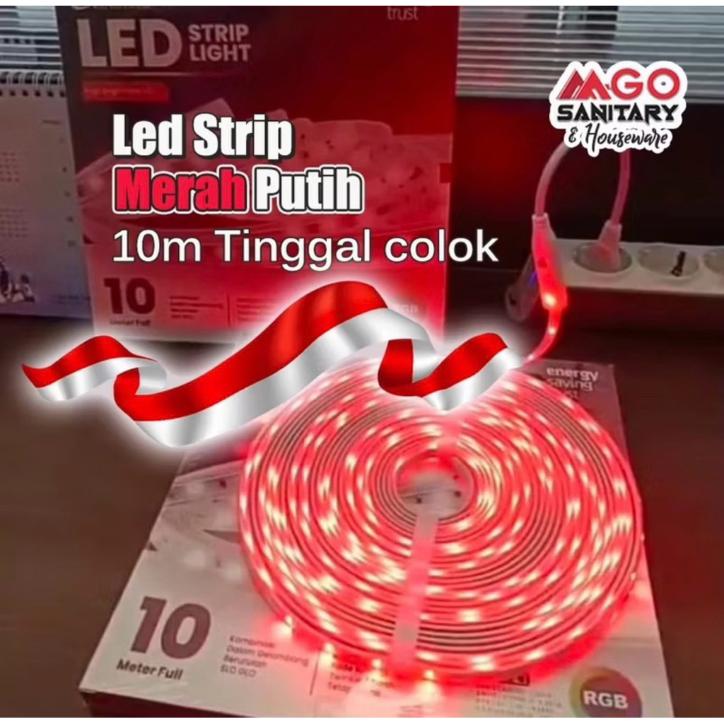 Jual TOMIKO LAMPU STRIP MERAH PUTIH 10 METER Lampu Hias 17 Agustus ...