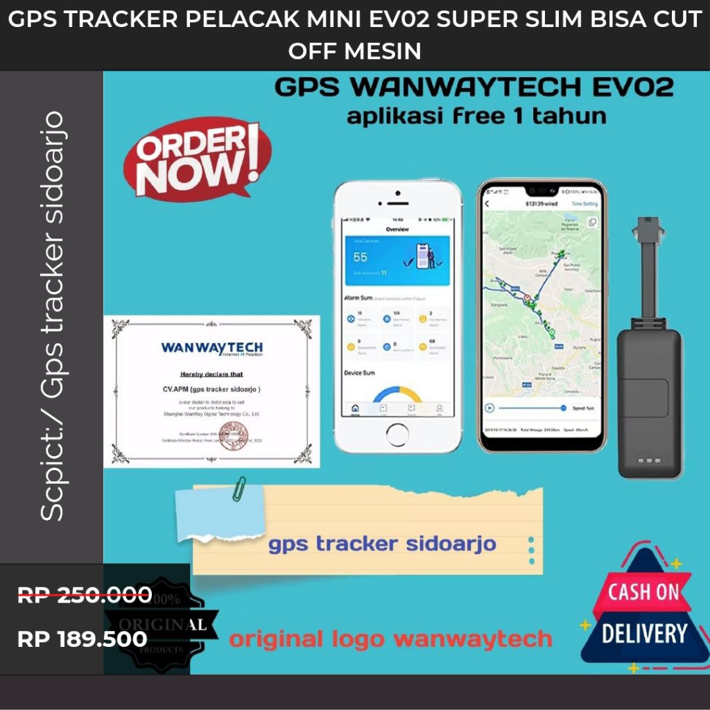 Jual Promo gps tracker pelacak mini ev02 super slim bisa cut off mesin ...