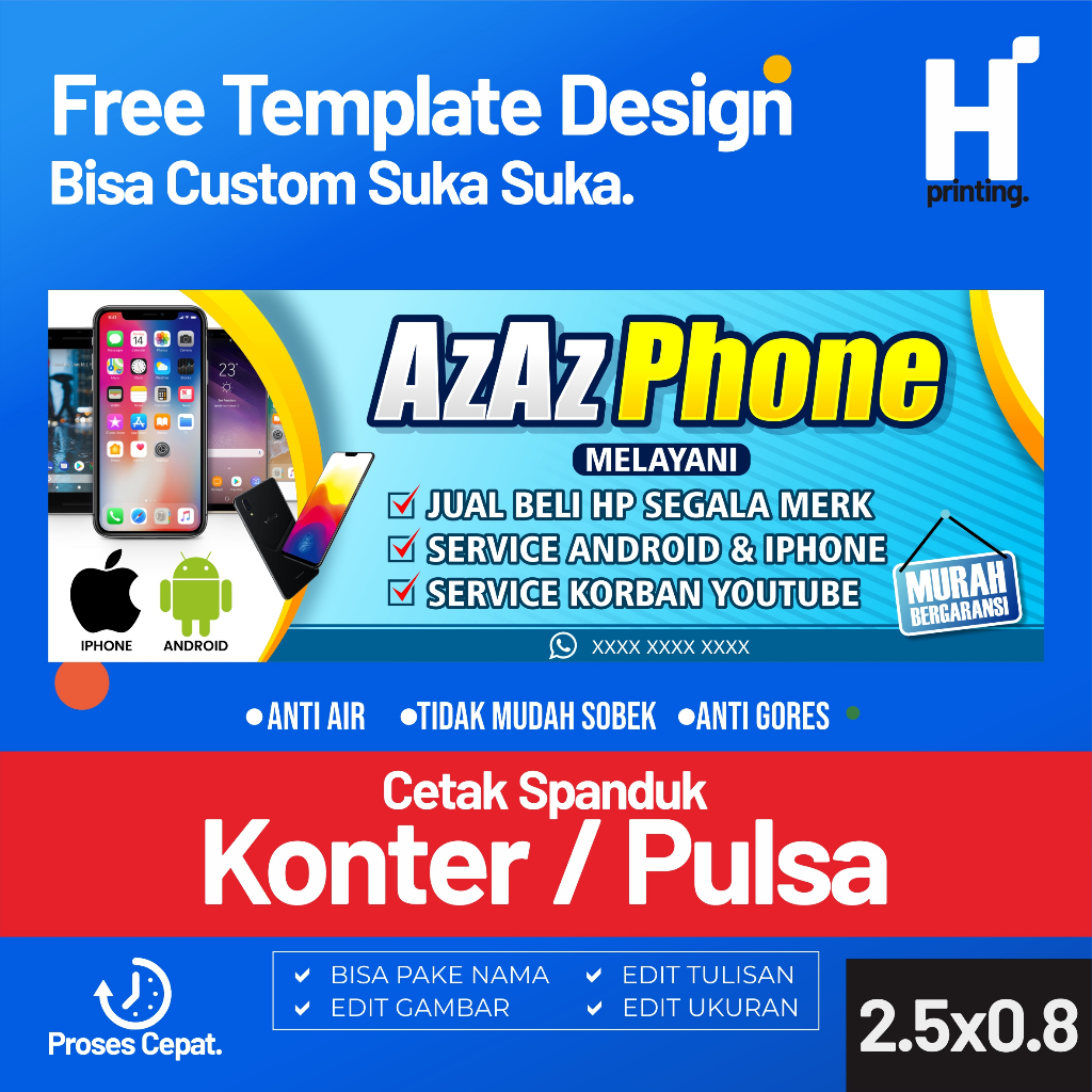 Jual CETAK BANNER SPANDUK KONTER PULSA SERVICE HP UK.250X80 BISA CUSTOM ...