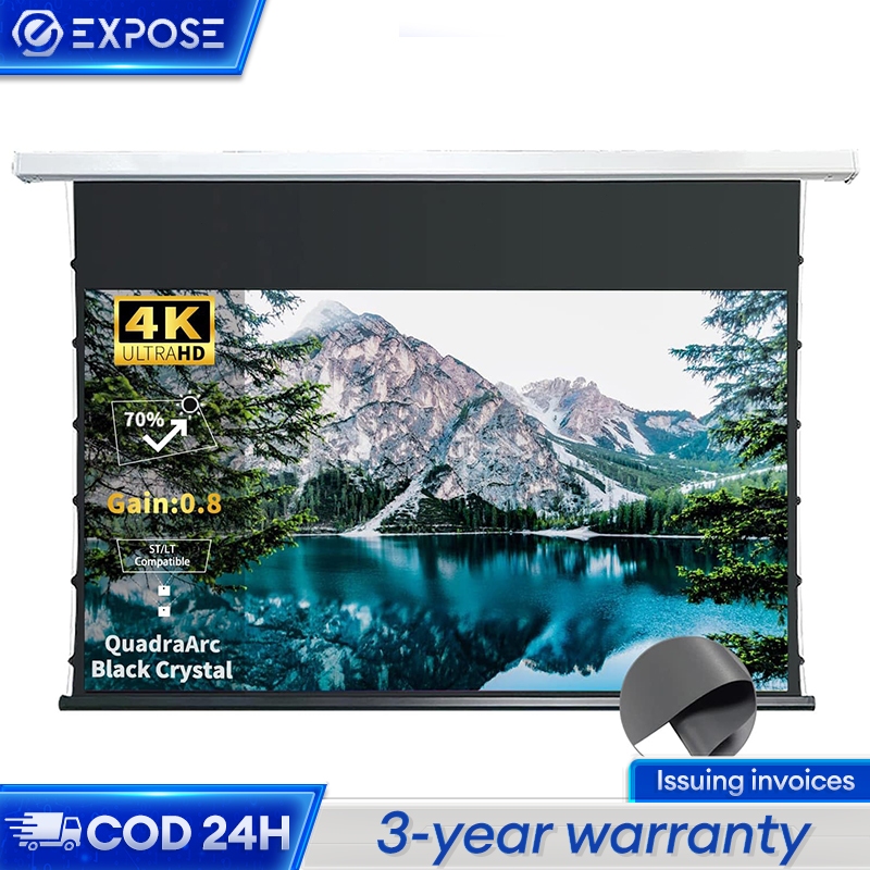 Jual 84 Inch Electric Projection Screen Automatic Drop Black Crystal 4K ...