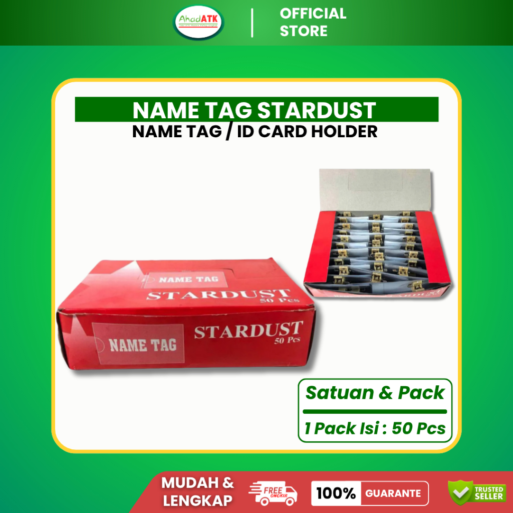Jual Name Tag Stardust / ID Card Holder Klip Logam | Satuan & Pack (Isi ...