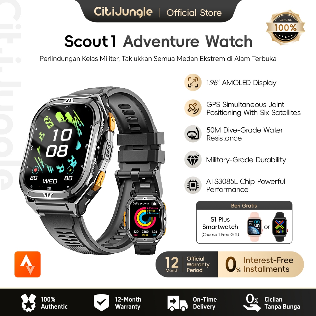 Jual [Gratis Smartwatch] Citijungle GPS Scout1 1.96” AMOLED | Tahan Air ...