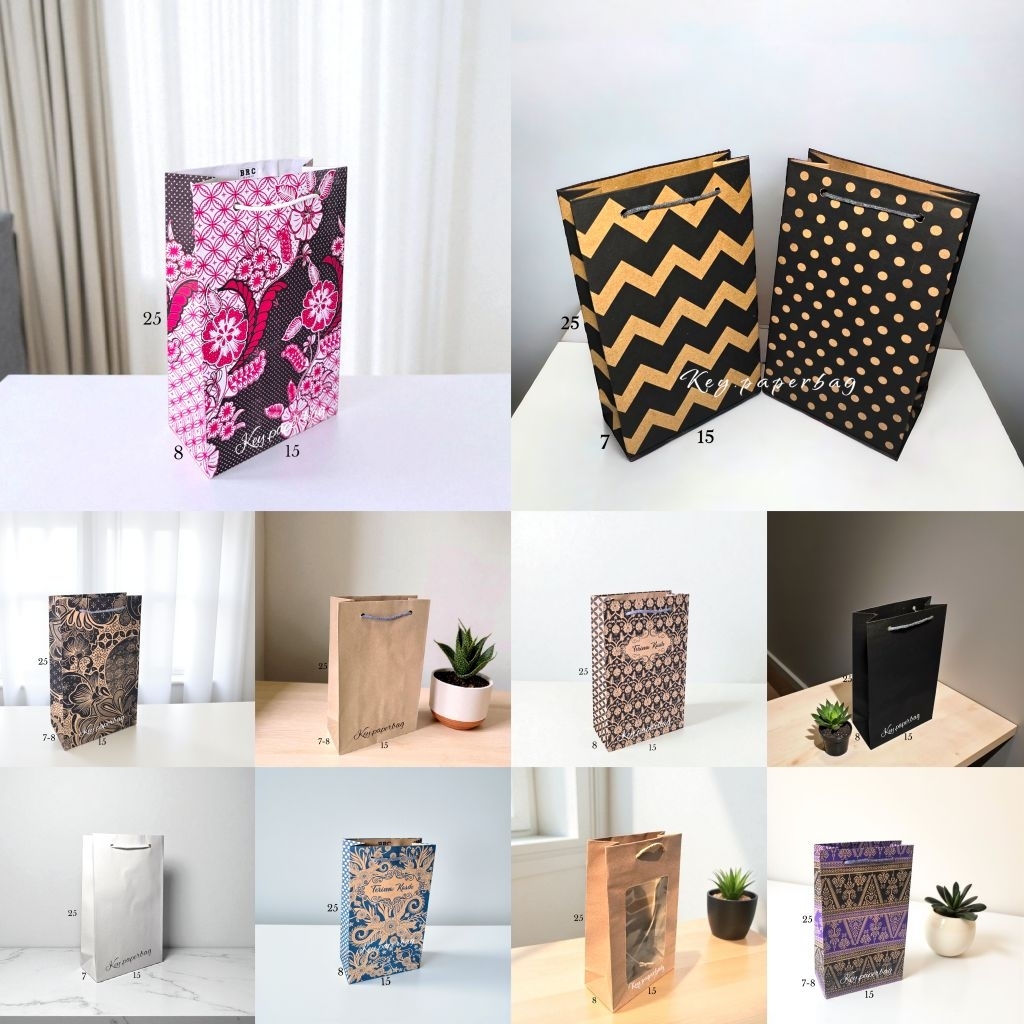 Jual ISI 12 (1 Lusin) Paper Bag Uk 15x25 Wafer Motif dan Polos | Shopee ...