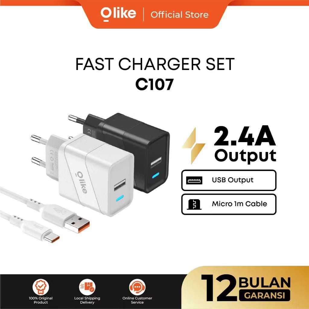 Jual OLIKE C107 Adaptor Fast Charging 2.4A Output Include Kabel ...