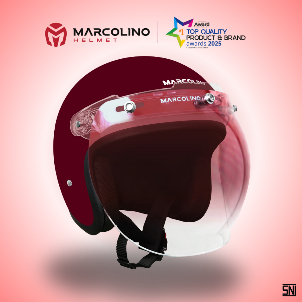 Jual [ Maroon Doff With Visor ] Marcolino Helmet Doff Edition SNI Helm ...