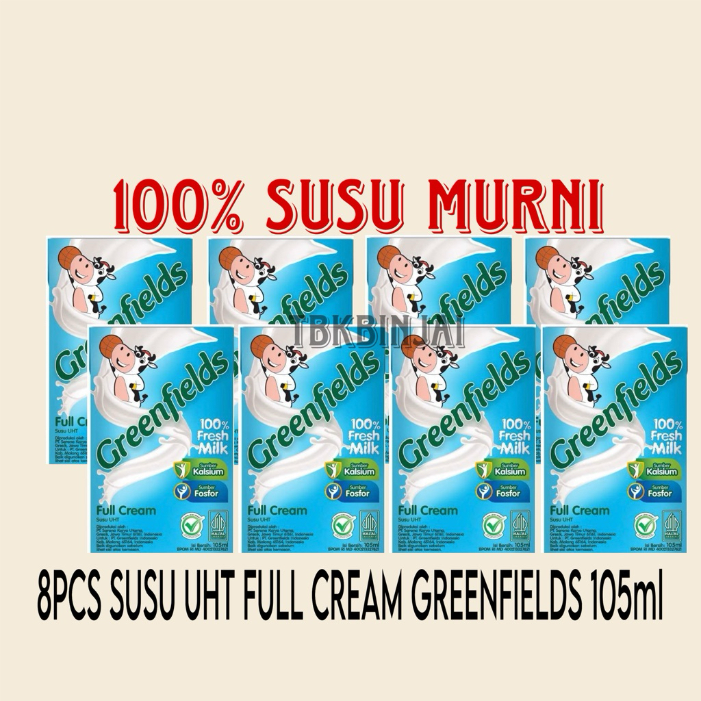Jual [ISI 8PCS ] Susu Greenfields UHT Full Cream 105 ml | Shopee Indonesia