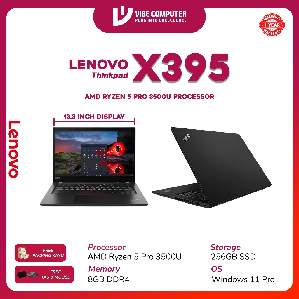 Jual Laptop Lenovo Thinkpad X395 AMD Ryzen 5 Pro 3500U RAM 8GB SSD ...