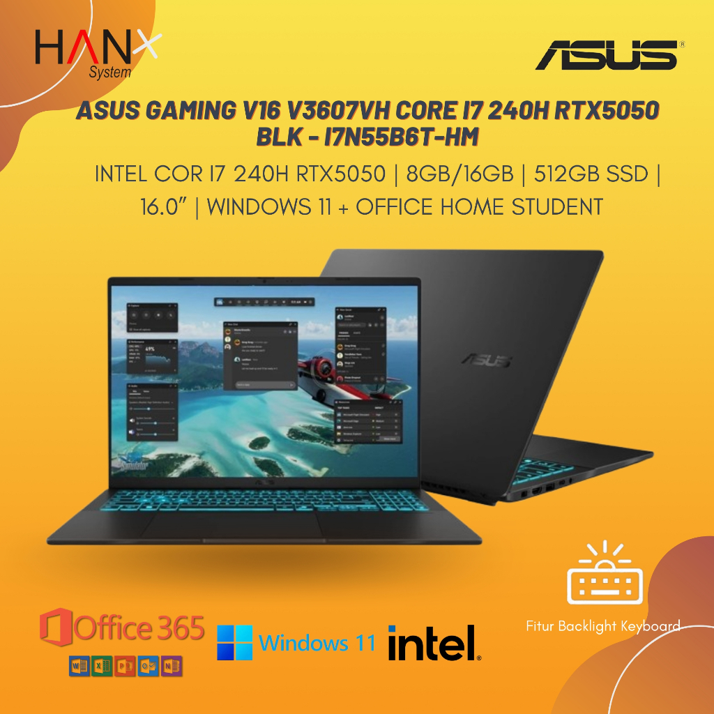 Jual ASUS GAMING V16 V3607VH CORE I7 240H RTX5050 8GB/ 16GB 512GB W11 ...