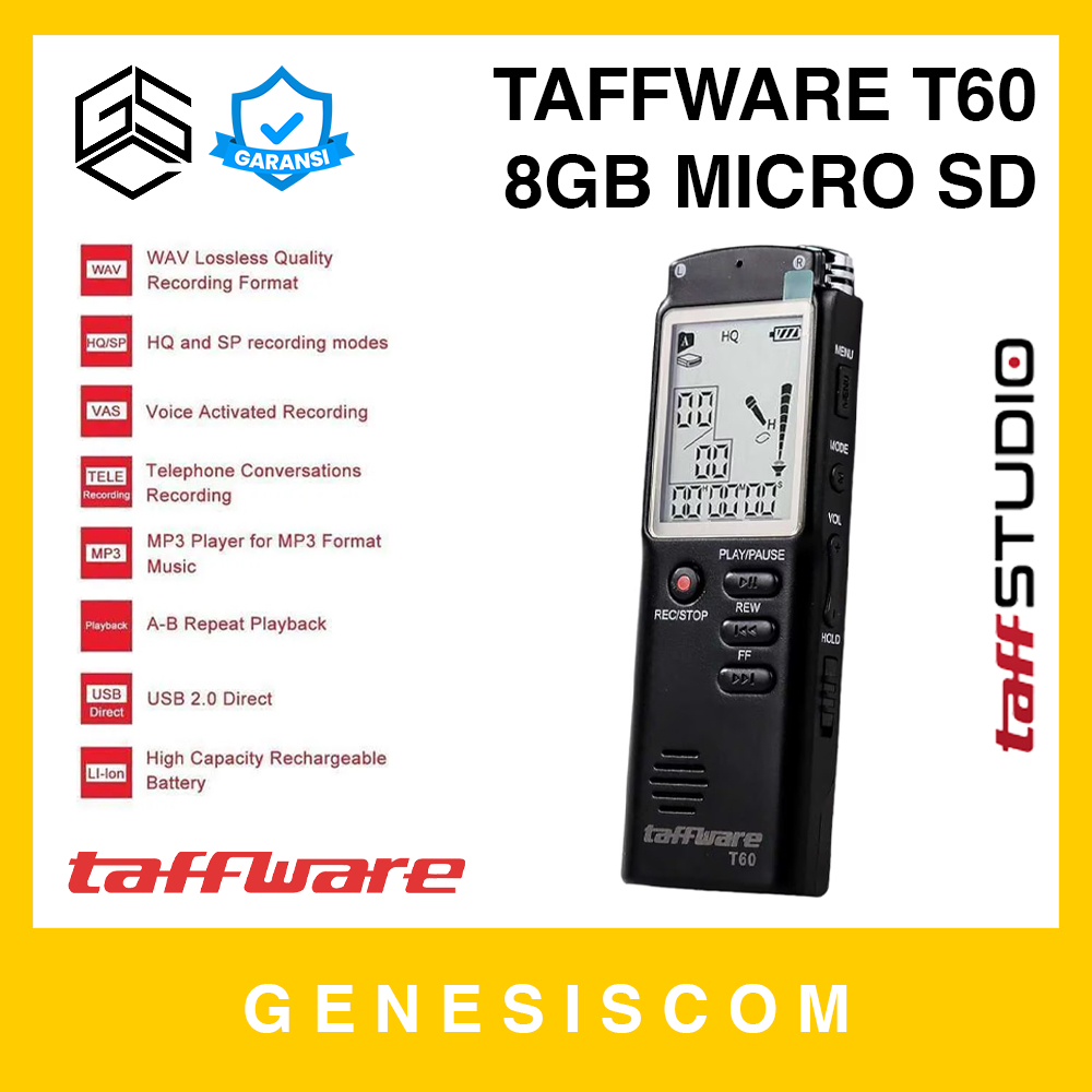 Jual Voice Recorder TAFFSTUDIO T60 8GB + Slot Micro SD - Taffware ...