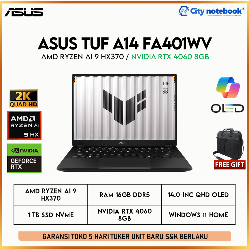 Jual Asus TUF A14 FA401WV OLED Ryzen AI 9 HX370 RTX4060 | 16GB | 1TB ...