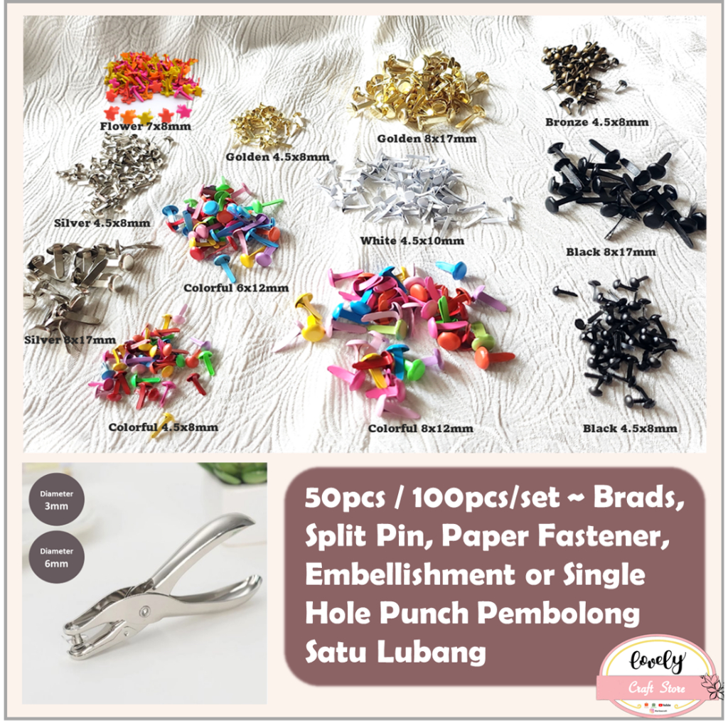 Jual LovelyCraftStore | 50pcs/100pcs/set Mini Brads Paper Fastener ...