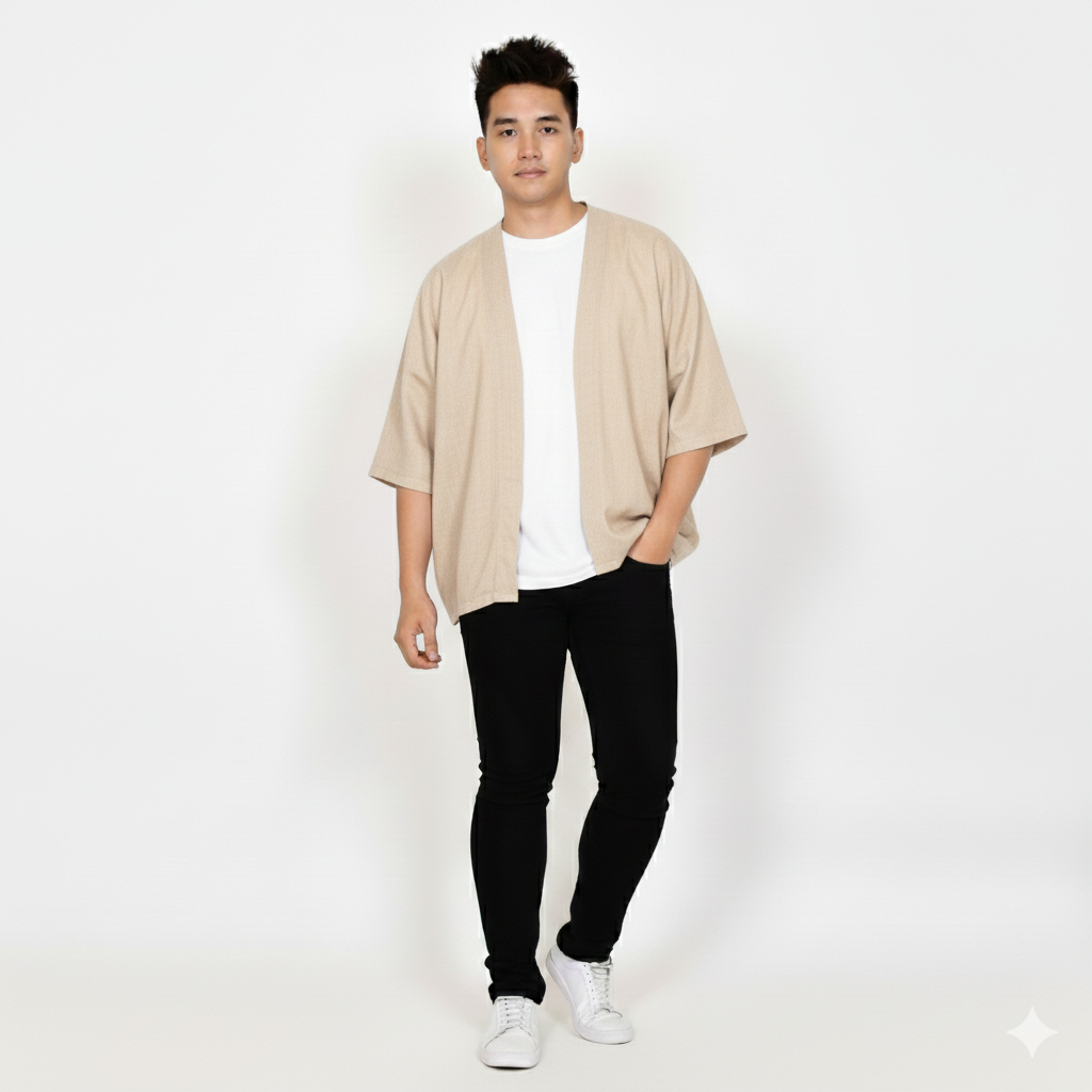 Jual Outer Linen Unisex Oversize Pria Wanita Lengan Pendek | Shopee ...
