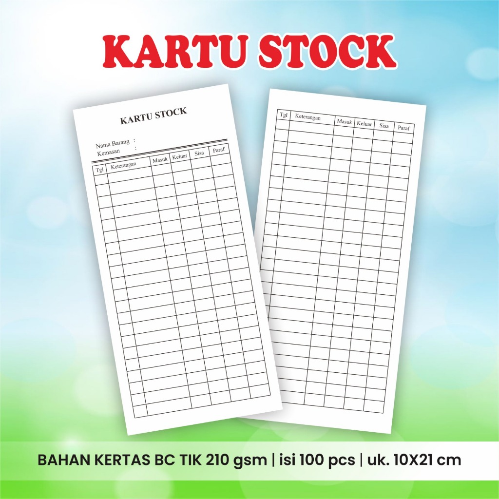 Jual Kartu Stock Barang, Kartu Stock Obat isi 100pcs | Shopee Indonesia