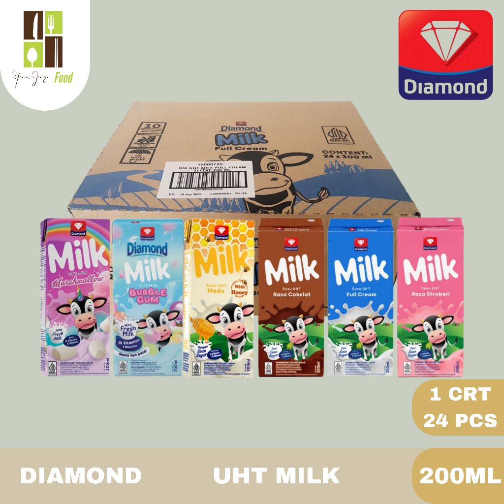 Jual Diamond UHT Milk 200ML -1CRT/24 PCS / Susu UHT / Full Cream ...