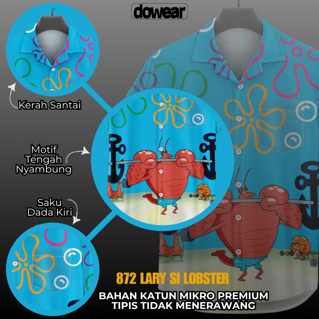 Jual Dowear Baju Kemeja Spongebob Hawai Pria Wanita Motif Pantai ...