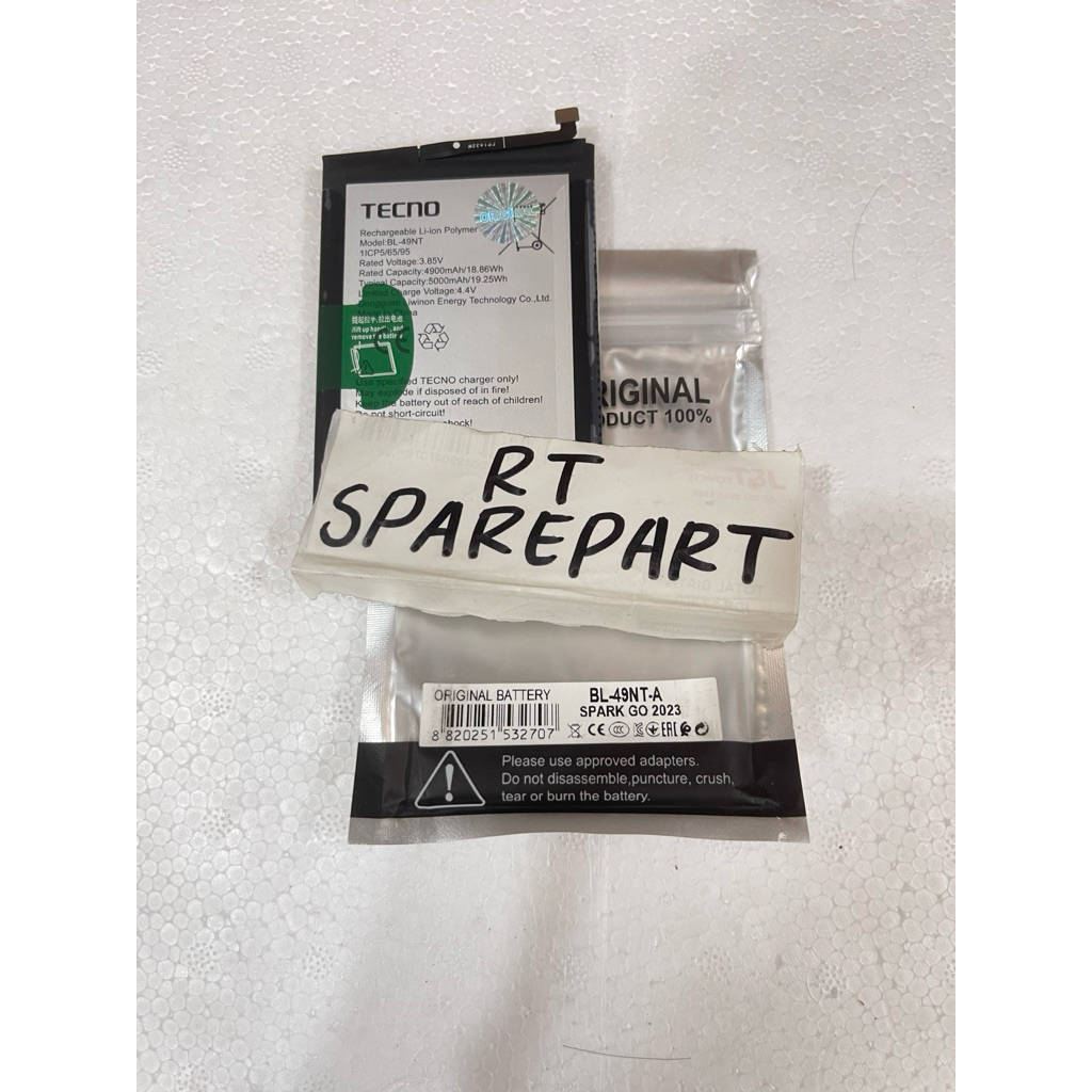 Jual BATTERY ORIGINAL 100%(BL-49NT-A) Tecno Spark Go 2023 (model BF7 ...