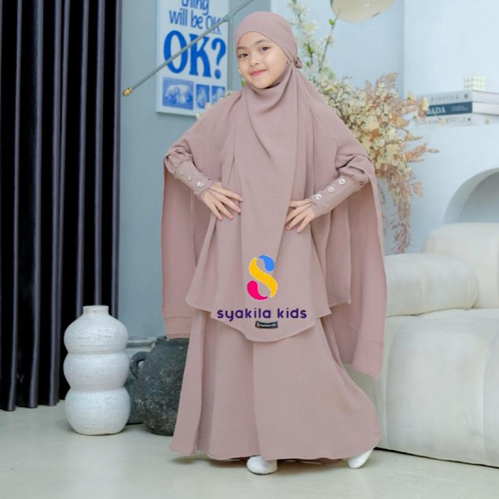 Jual Syakila Kids.Gamis Anak Perempuan Syar’i Larissa Set Fk Handsplit ...