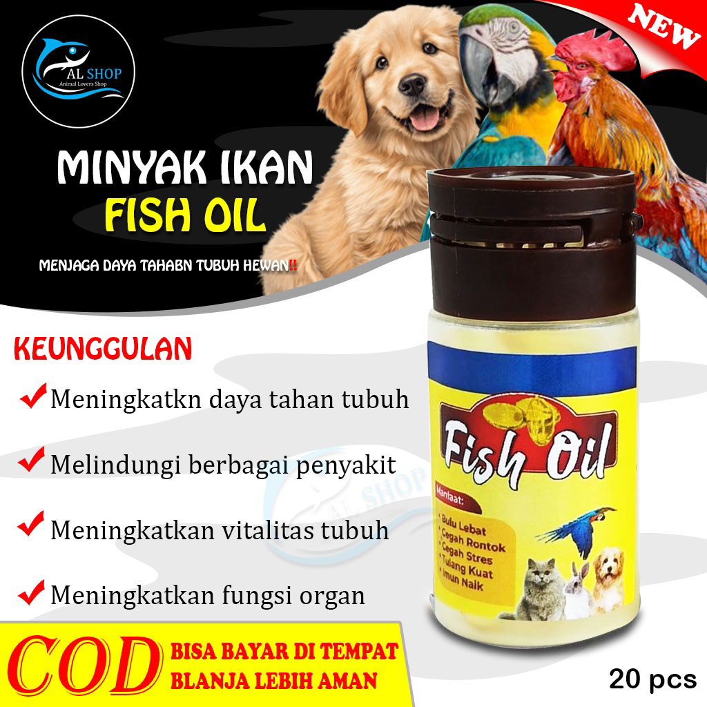 Jual Fish Oil Minyak ikan isi 20 kapsul Vitamin Obat Hewan | Shopee ...
