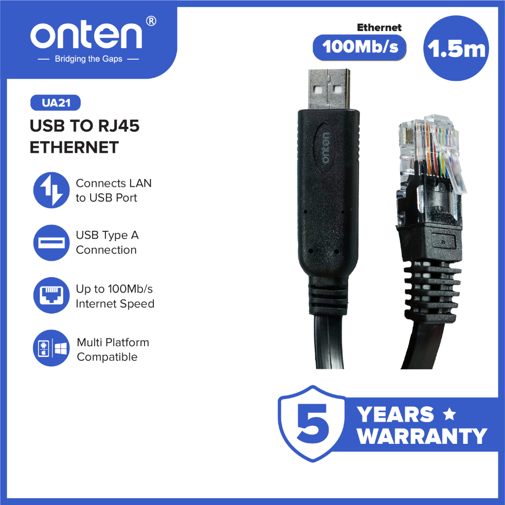 Jual Onten Cable Connector USB To LAN RJ45 Ethernet Support Up To 100Mb ...
