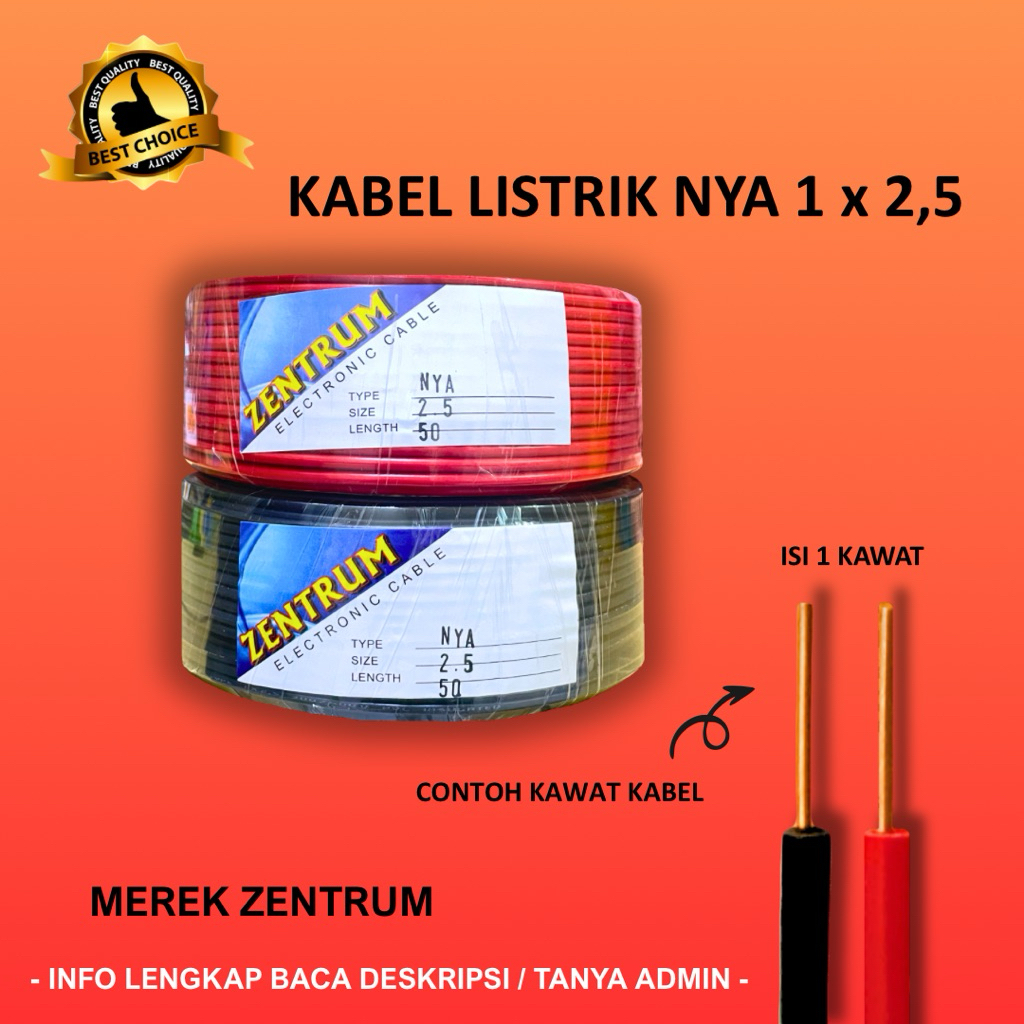 Jual Kabel Listrik Kawat NYA 1 x 2,5 merek ZENTRUM | Shopee Indonesia