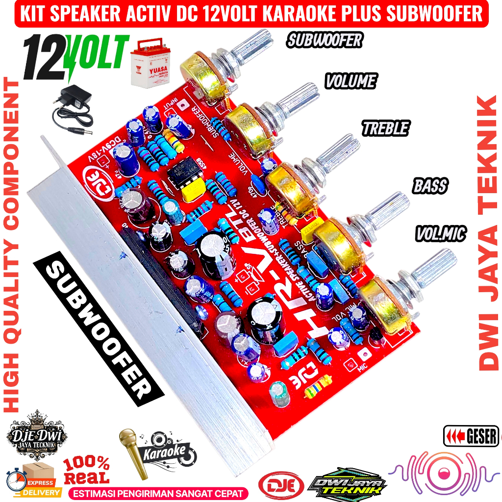 Jual Kit Active Speaker Subwoofer DC 12V 150W +Mic Karaoke BTL HRV DJE ...
