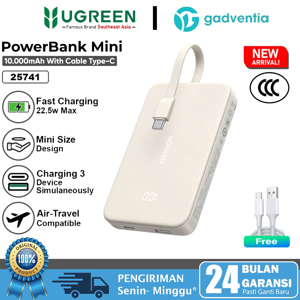 Jual Ugreen Power Bank CCC 10000mAh PD QC 3.0 Fast Charging 22.5W Max ...