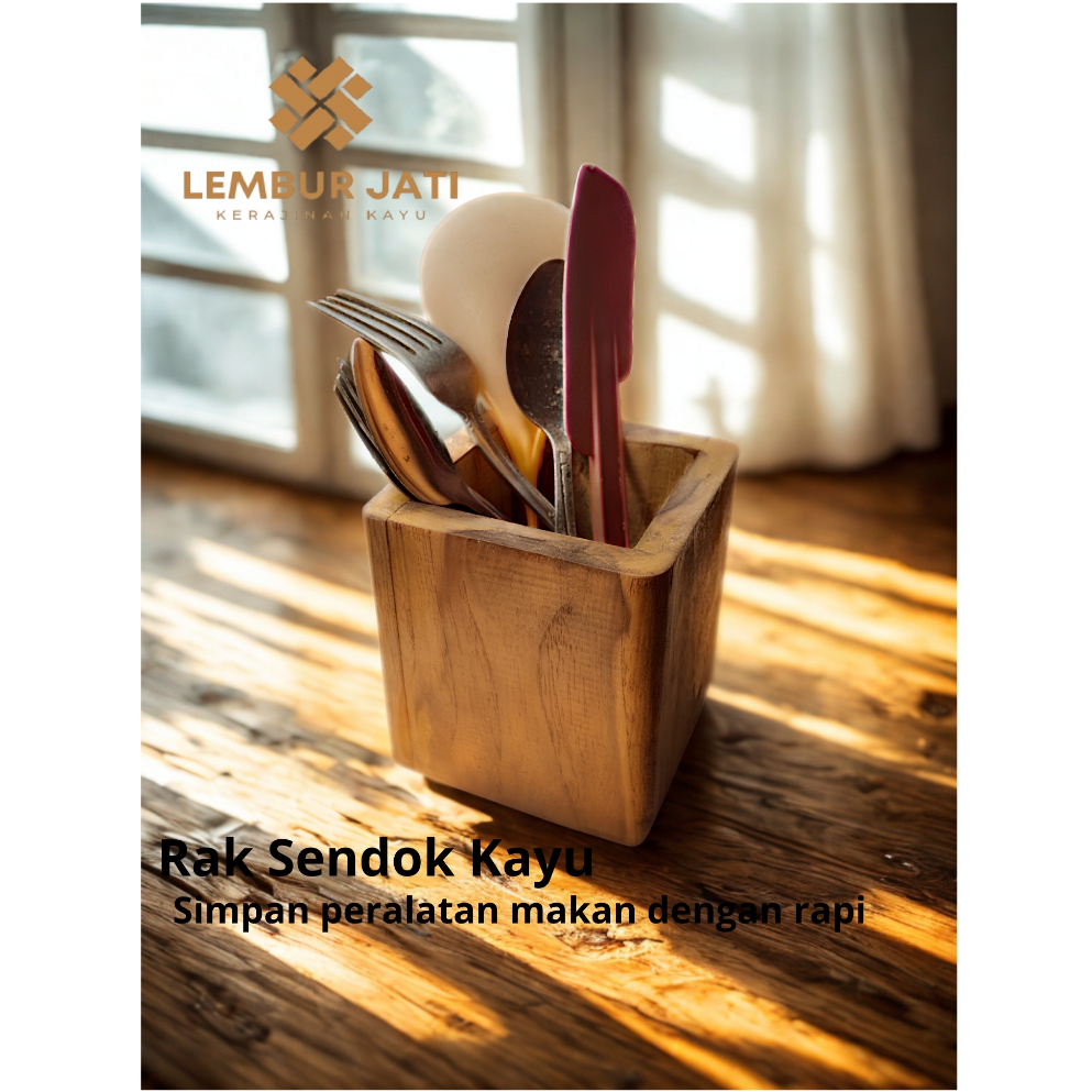 Jual LEMBUR JATI KERAJINAN KAYU Rak Sendok Garpu Aesthetic Handmade ...