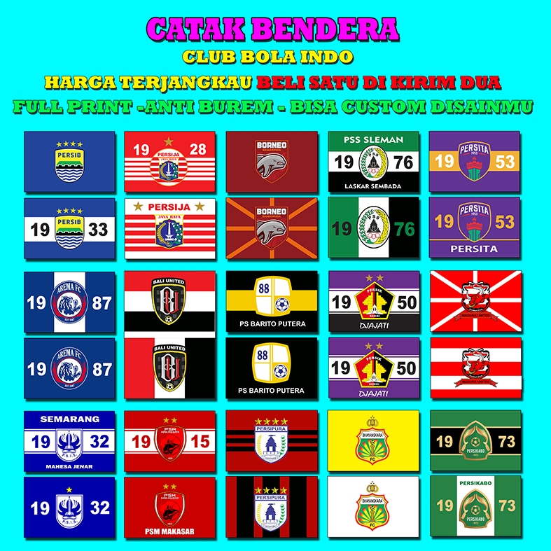 Jual BENDERA LIGA CLUB INDONESIA CETAK FULL PRINT DENGAN KUALITAS ...