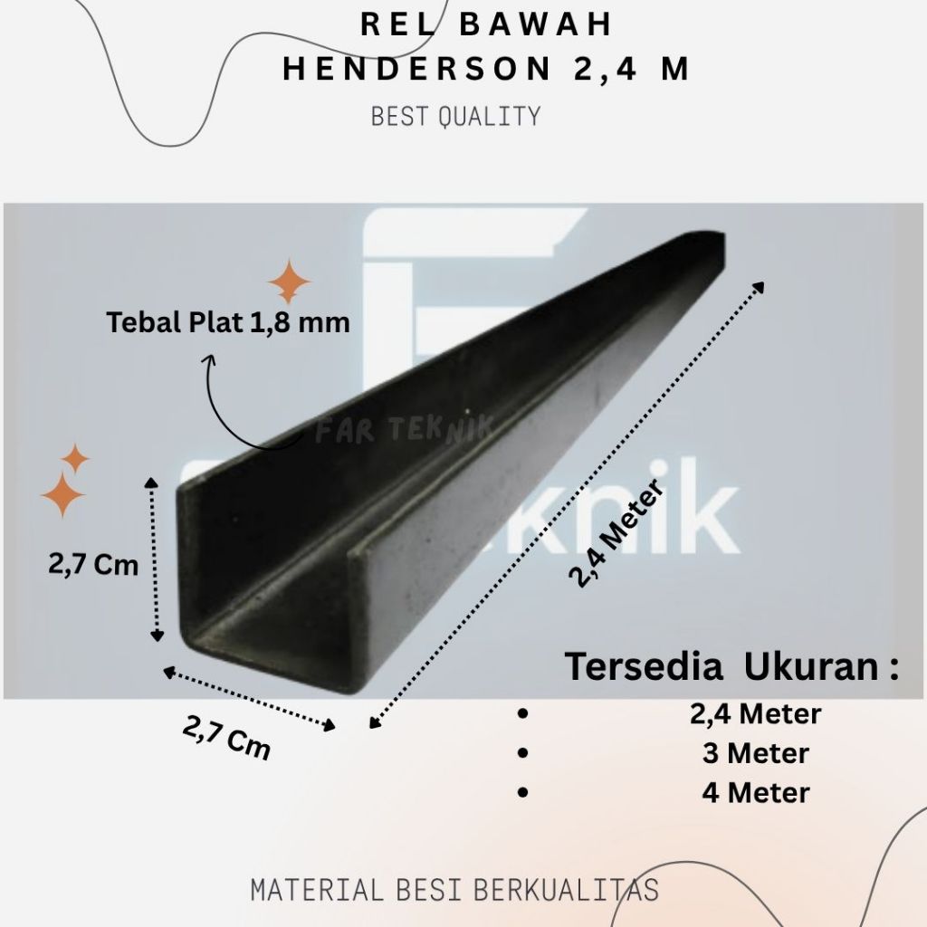Jual Rel Bawah Henderson Hasky Pintu Sliding Garasi Lipat Panjang 2.4m ...