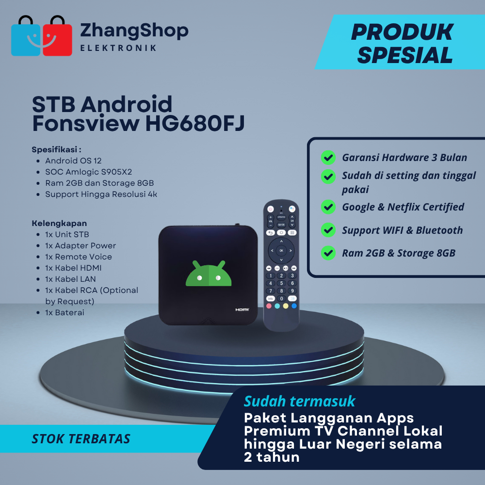 Jual STB HG680FJ 2/8GB Android TV OS 12 CFW Full Aplikasi Siap Pakai ...