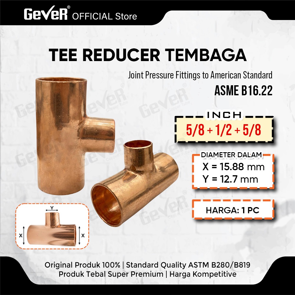 Jual TEE REDUCER TEMBAGA 5/8 x 1/2 Inch DENJI / Copper Fitting ...