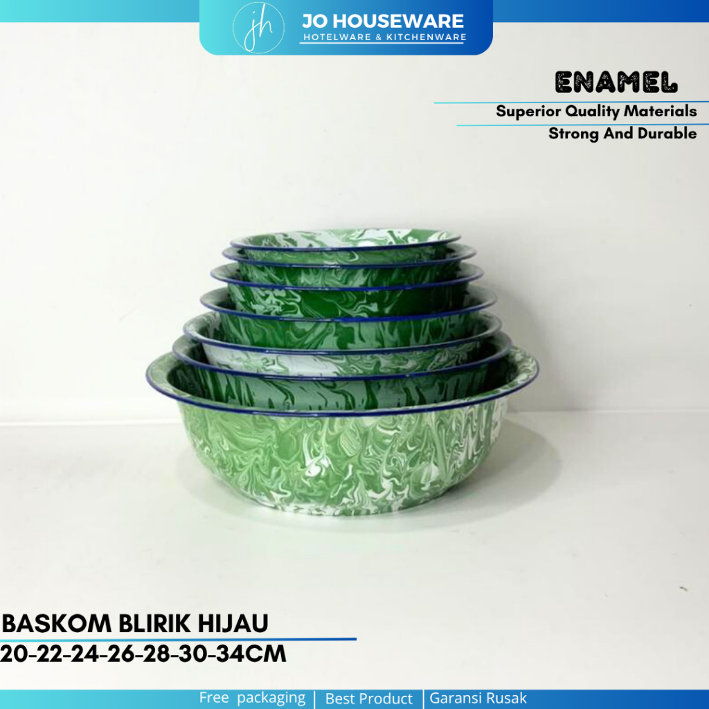 Jual Baskom Blirik Hijau Enamel (UK : 20-22-24-26-28-30-34 CM )/ Waskom ...