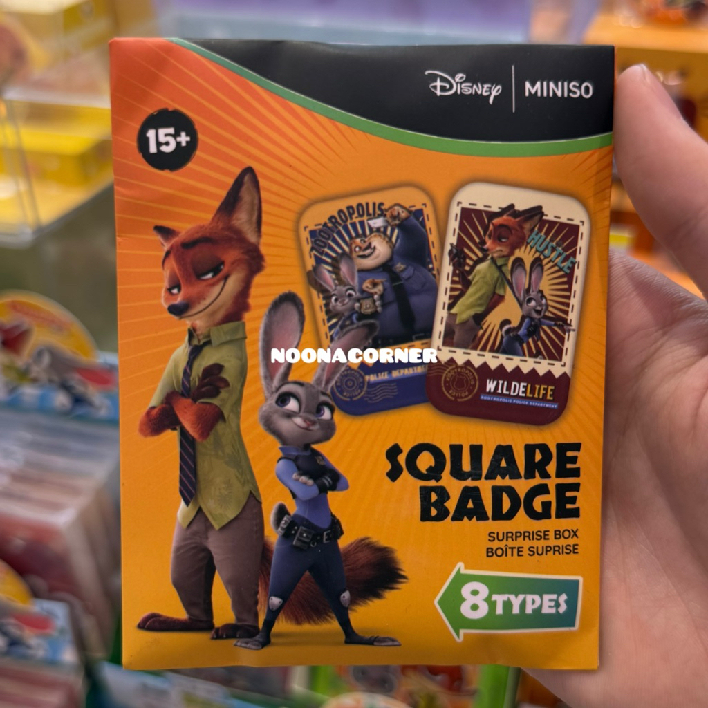 Jual Miniso x Disney‼️ Blind Box Zootopia Square Badge - Pin Bros ...