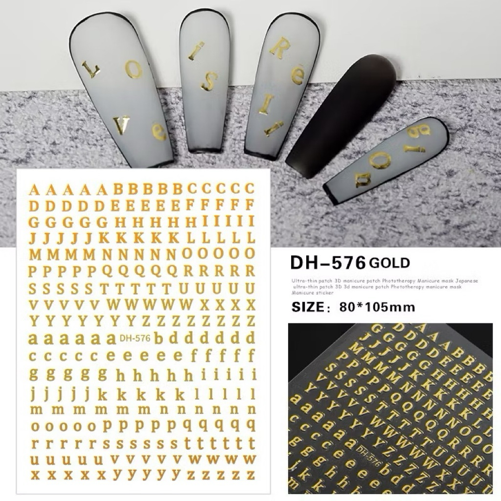 Jual stiker huruf nail stickers alphabet stiker kuku tulisan huruf ...
